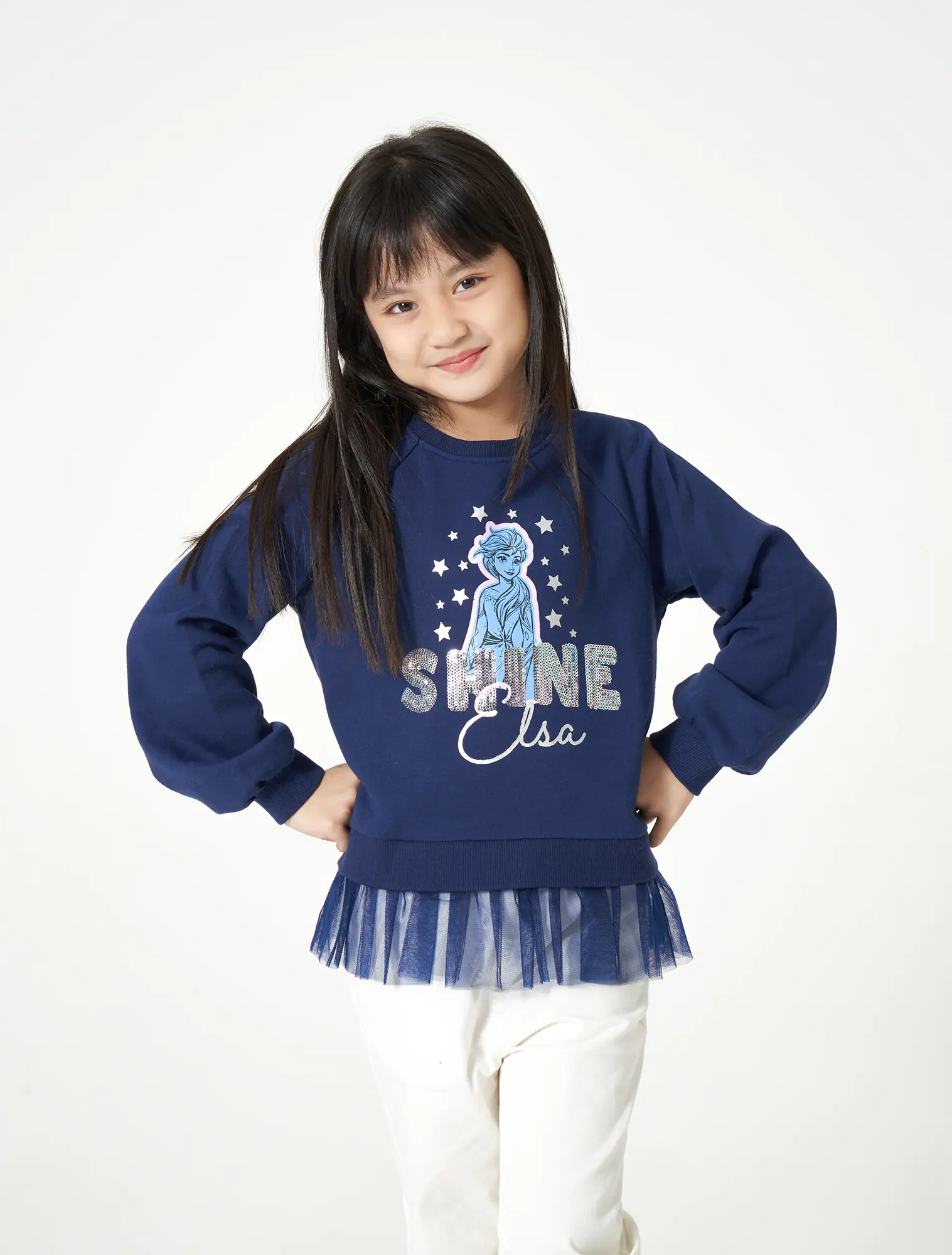 Áo nỉ bé gái in hình Elsa & Anna 1TW23W014